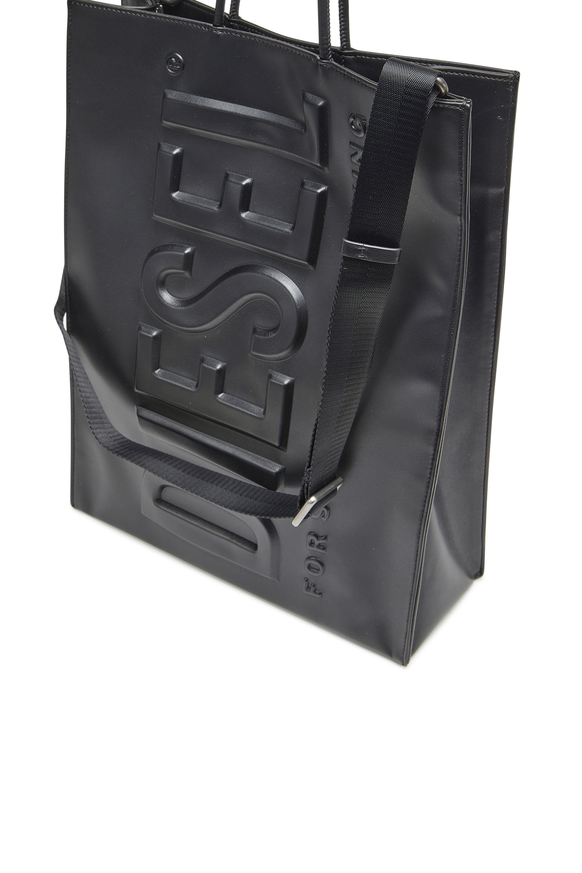 Men's Dsl 3D L-Large PU tote bag with embossed logo | Black Men's Dsl 3D L-Large PU tote bag with embossed logo | Black